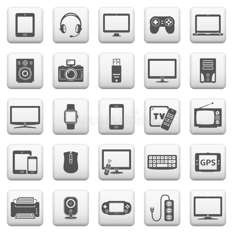 Digital Devices and Electronic Gadgets Icons Set Stock Vector ...