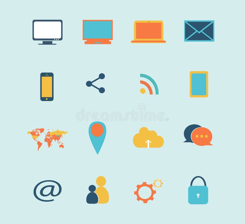 Digital Devices Icon Set Vector Illustration Blue Stock Vector ...