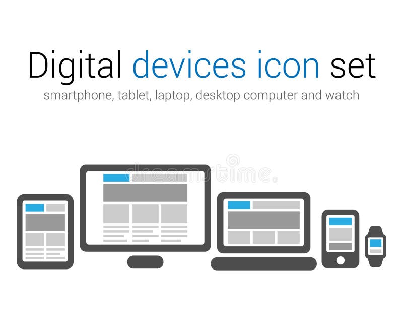 Digital devices icon set stock vector. Illustration of collection ...