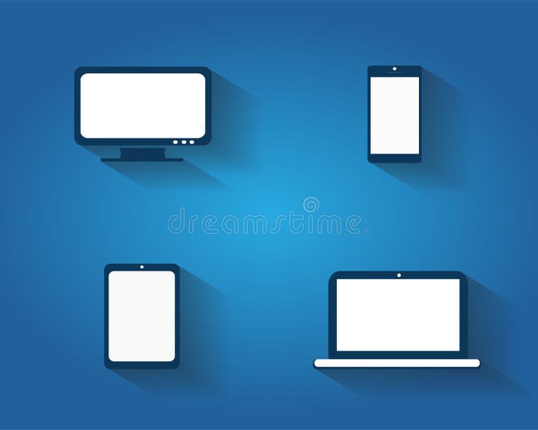 Digital Devices Icon with Shadow Stock Illustration - Illustration of ...