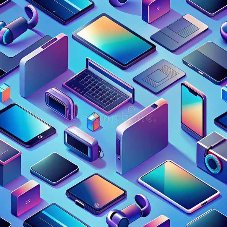 Digital Devices Isometric Pattern Stock Photo - Image of digital ...