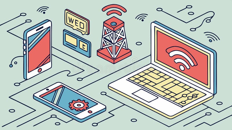 Digital Devices Network Connection Technology Gadgets Laptop Vector ...