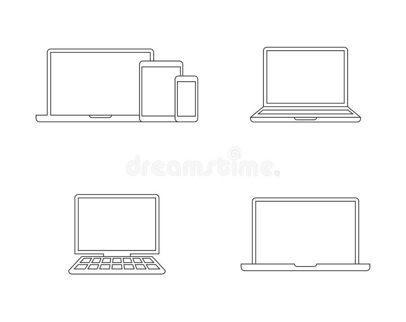 Digital Devices Outlines Icons Stock Illustration - Illustration of ...