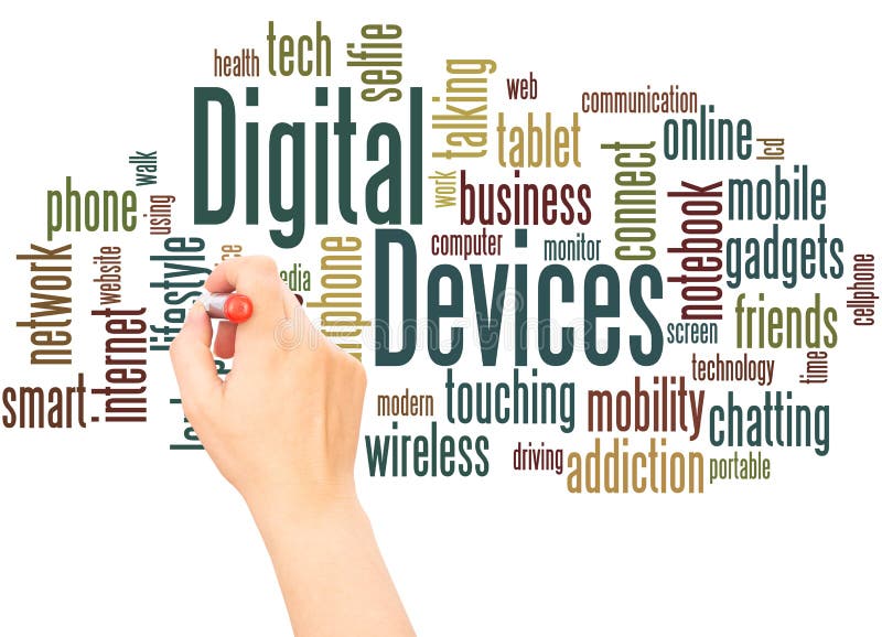 Digital Devices Word Cloud Hand Writing Concept Stock Photo - Image of ...