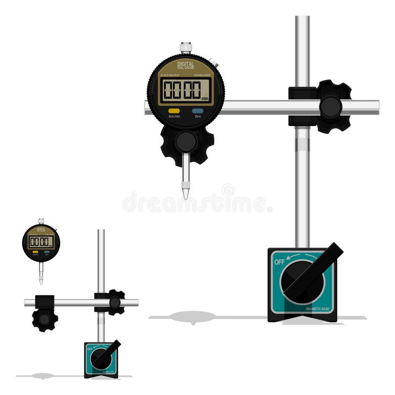 Digital Dial Gauge with Magnetic Base on Transparent Background Stock ...