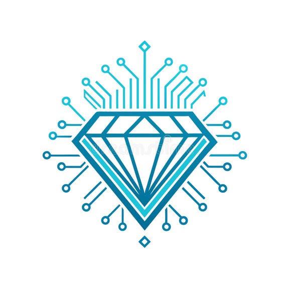 Digital Diamond Connection: a Modern Tech-Inspired Gemstone Icon Stock ...