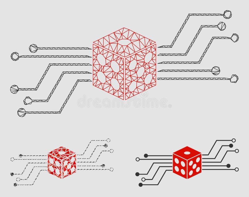 Digital Dice Circuit Vector Mesh Network Model And Triangle Mosaic Icon Stock Vector