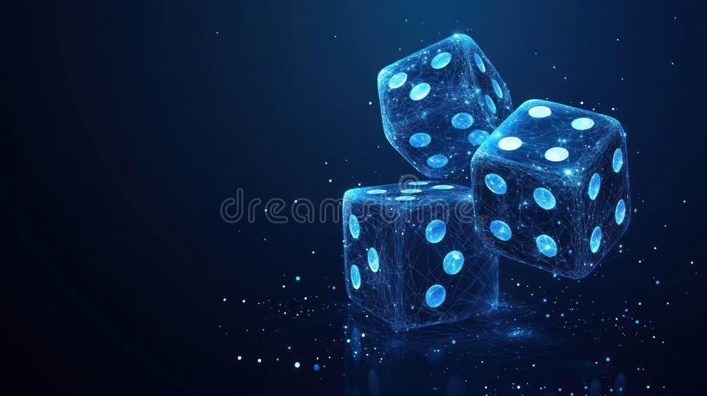 Digital Dice Hovering, Abstract, Dark Background, Gaming Concept Stock ...