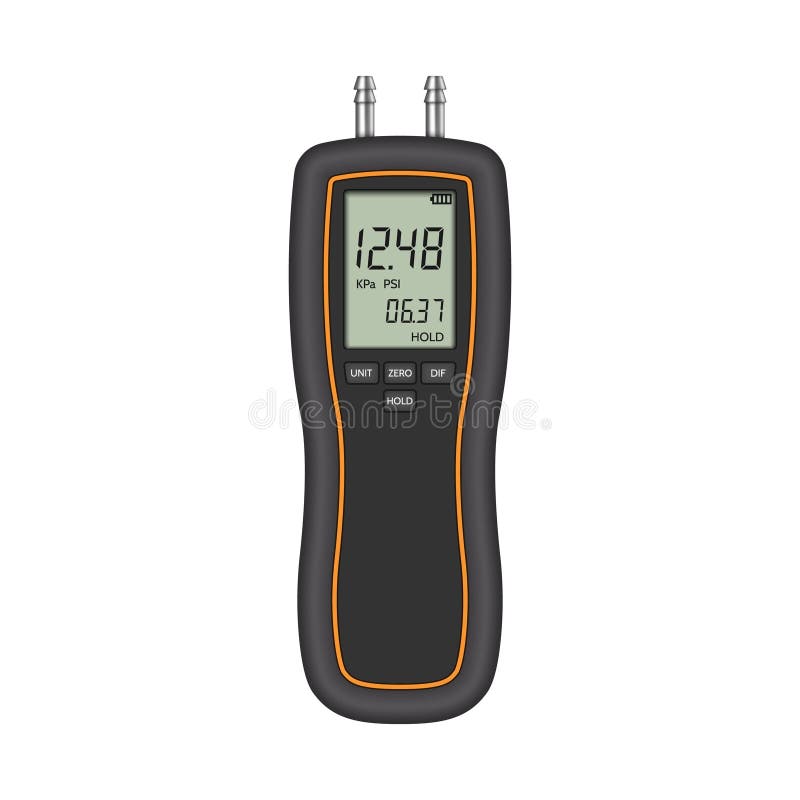 Digital Differential Pressure Gauge on White Background. Stock Vector ... Digital Differential Pressure Gauge on White Background. Stock Vector ...