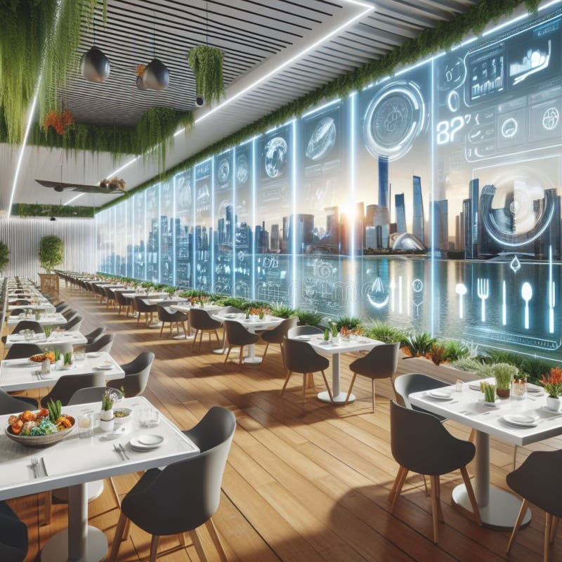 Digital Dining Room Inside Design in Future Stock Illustration ...