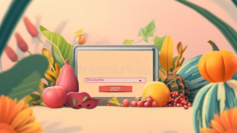 Digital Discount Concept with Barcode and Nature Elements Stock Photo ...