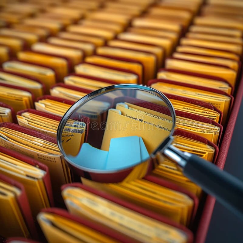 Digital Discovery Magnifying Glass Examines Folder and File in 3D Stock ...