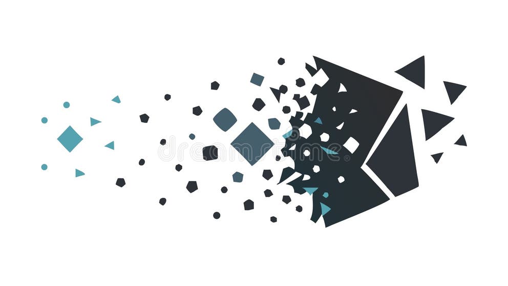 Digital Disintegration of Cube into Scattered Pixels, Vector Design ...