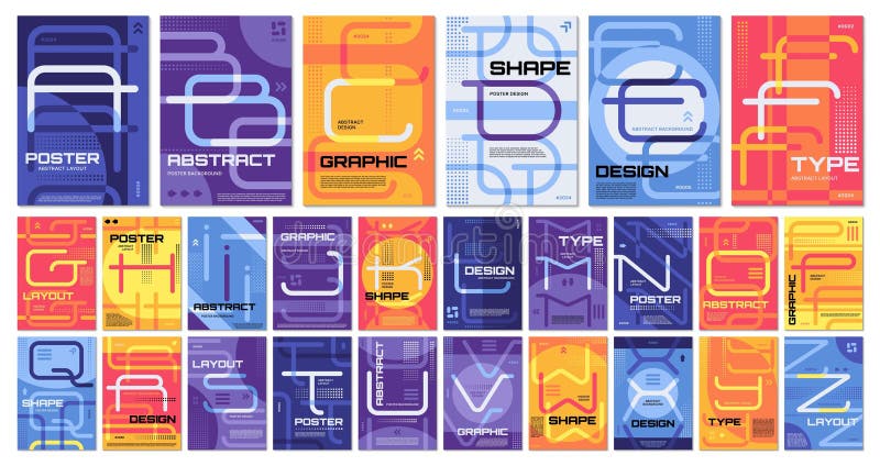 Digital Display Alphabet Typography Book Covers Stock Vector ...