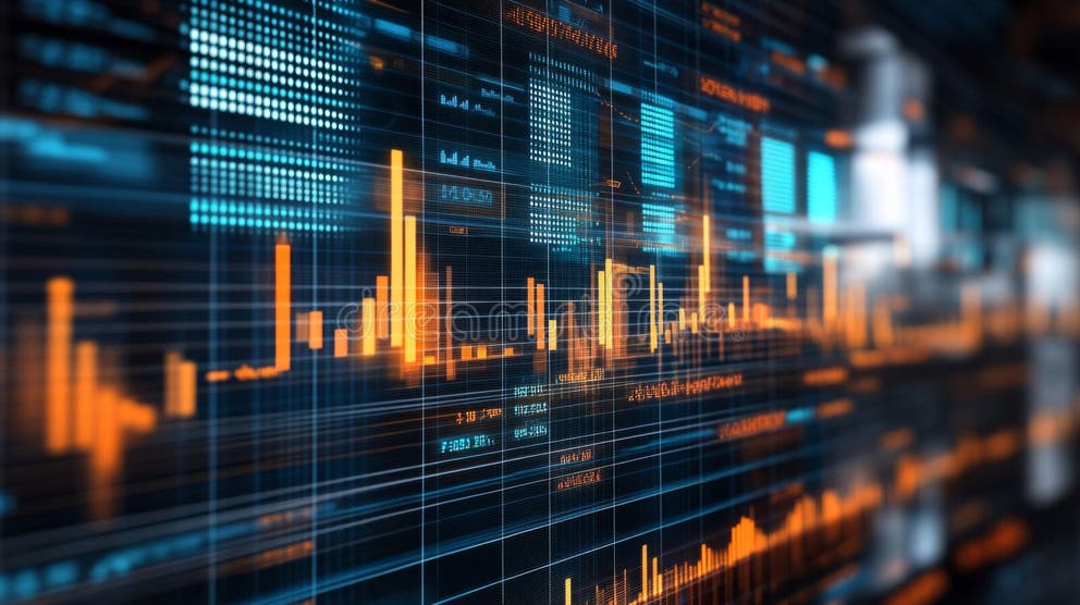 Digital Display with Data and Financial Charts Stock Illustration ...