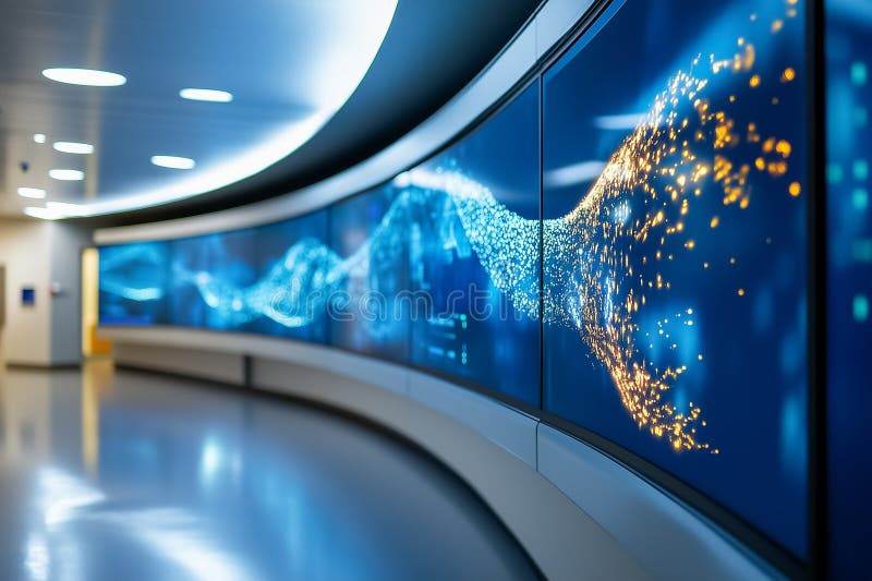 Digital Display Features Vibrant Flowing Light Patterns in Curved ...