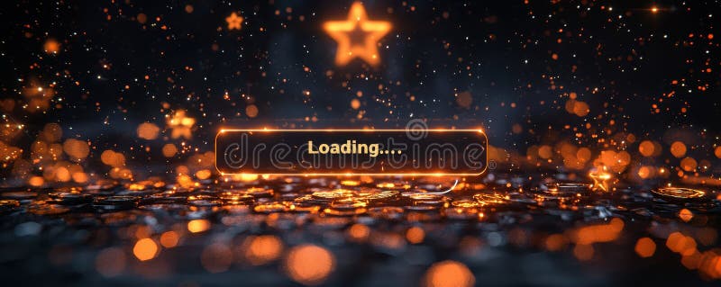 Glowing Sparkling Stars Background with Loading Text and Festive ...