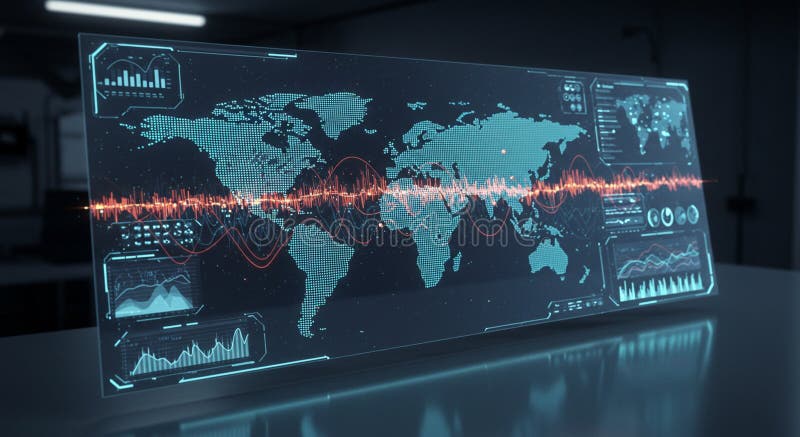 Illuminated Digital World Map Display Stock Illustrations – 1,073 ...