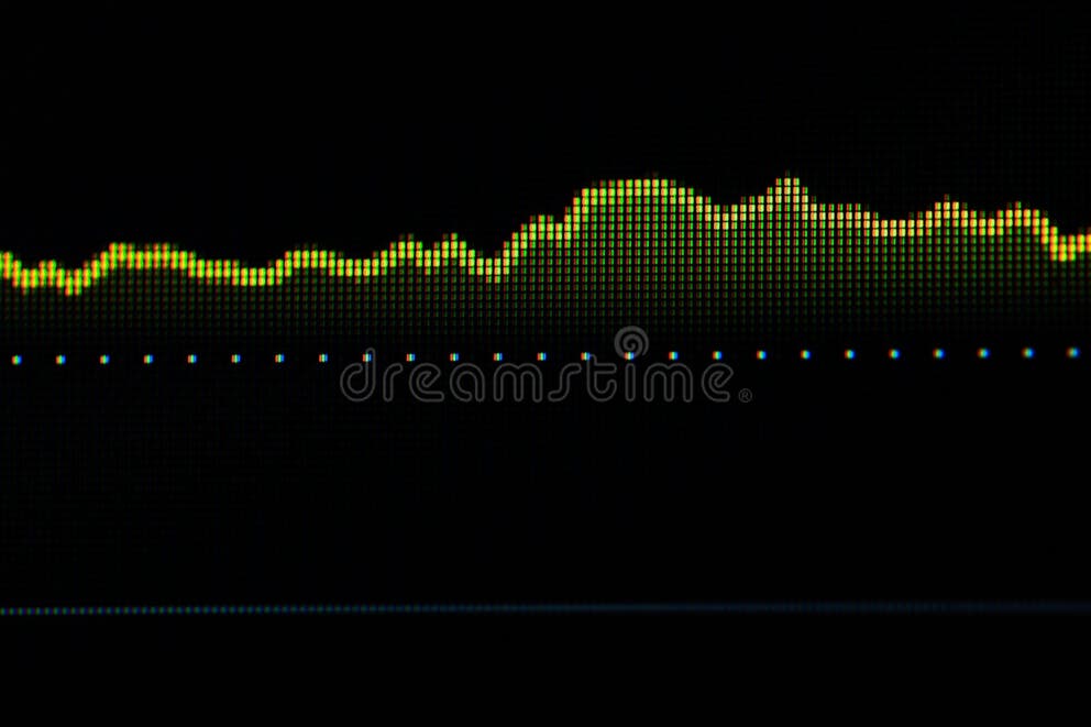 Digital Display of Financial Chart with Fluctuating Yellow Line on ...
