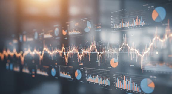Digital Display of Financial Data Visualizations, Including Line Charts ...