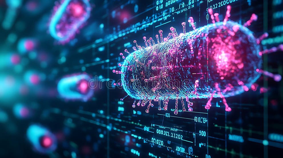 Digital Display of Glowing Probiotic Microorganisms in Vibrant Colors ...