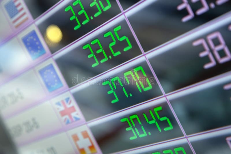 Digital Display LED Board Currency Exchange Rates Stock Illustration ...