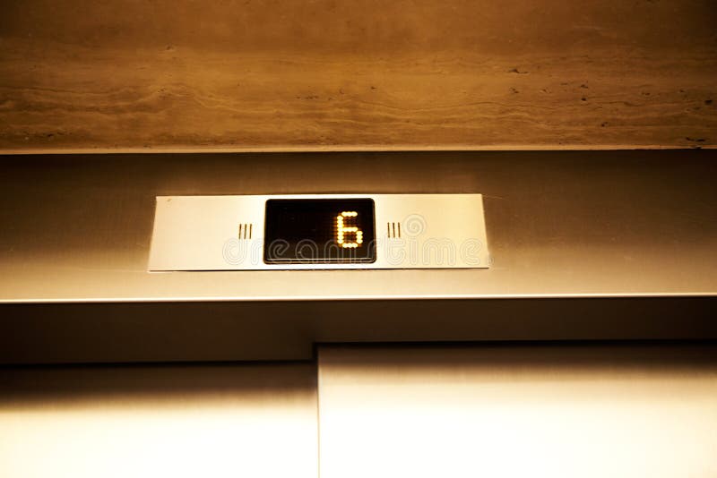 Digital Display with Number Six Above Elevator Door. Stock Image ...