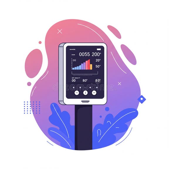 Digital Display Panel Showing Graphs and Numerical Data, Mounted on a ...