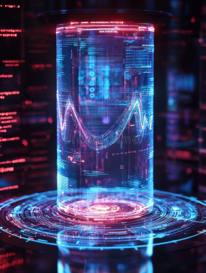 A Digital Display Presents Intricate DNA Data Patterns, Surrounded by ...