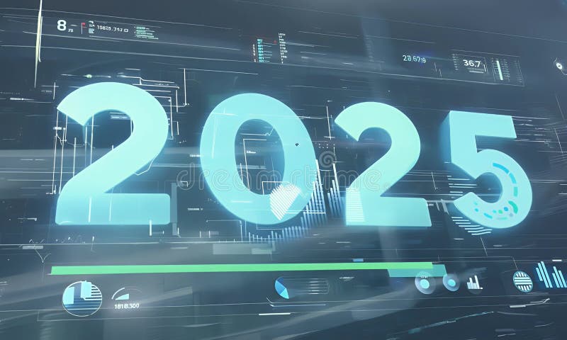 Digital Display with a Progress Bar Labeled 2025, Showing Business ...