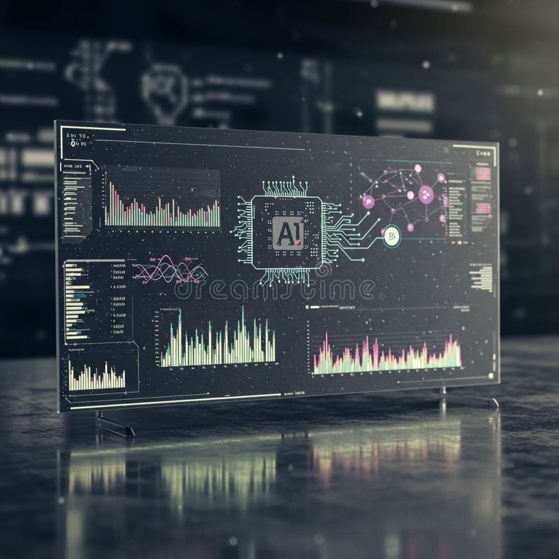 A Digital Display Screen Showing Various Graphical Data. at the Center ...