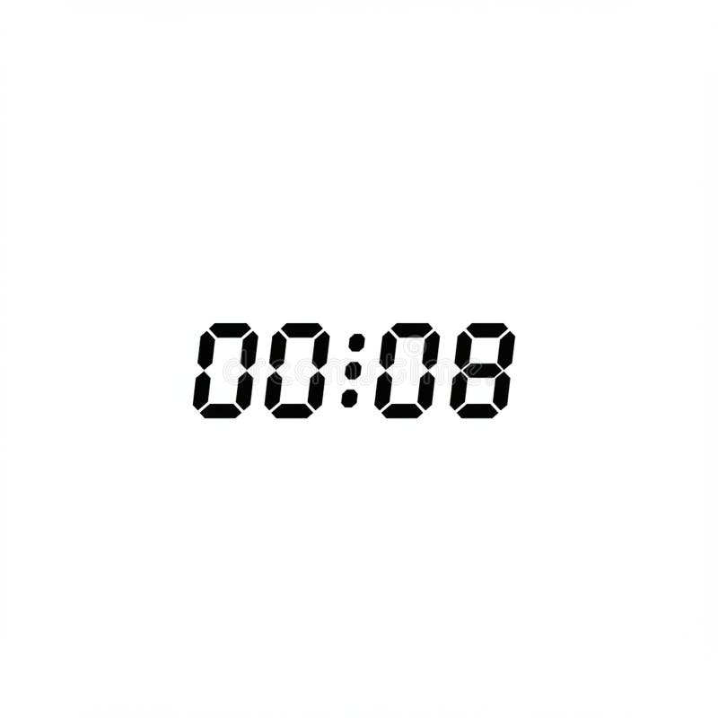 Digital Display Showing "00:08" in Black, Seven-segment Style Font on a ...