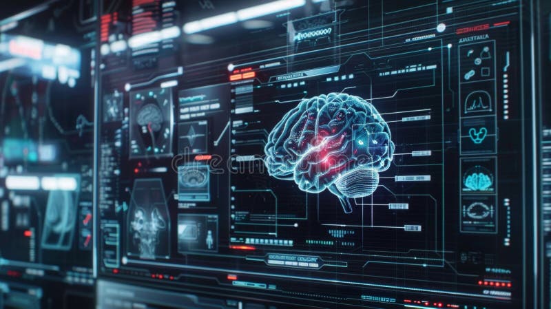A Digital Display Showing Cognitive Functions Being Boosted by Advanced Technology. Stock Photo ...
