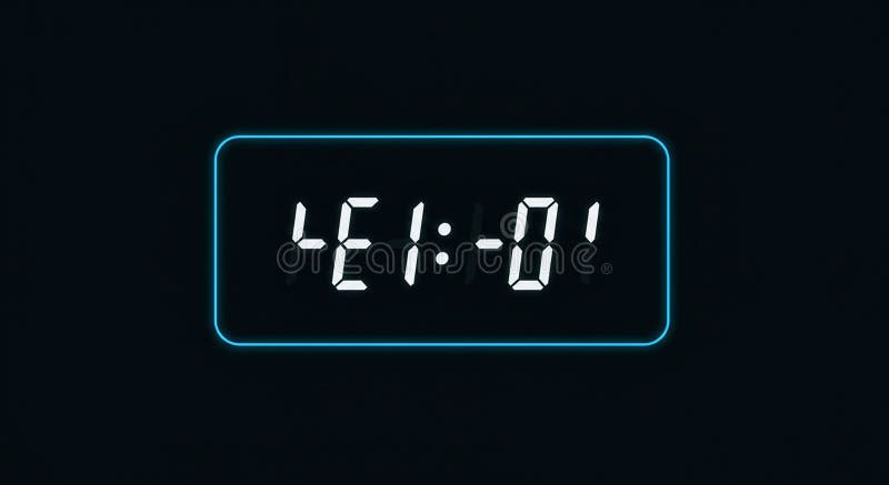 Digital Display Showing "4E1:01" in a White Seven-segment Font, Set ...