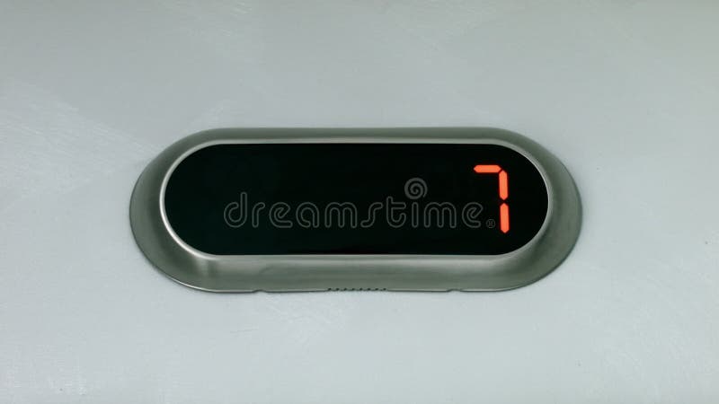 Digital Elevator Display Showing Floor Number - Lift Going Down: Close ...