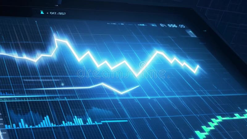 Digital Display Showing Fluctuating Stock Market Graph Stock Footage ...