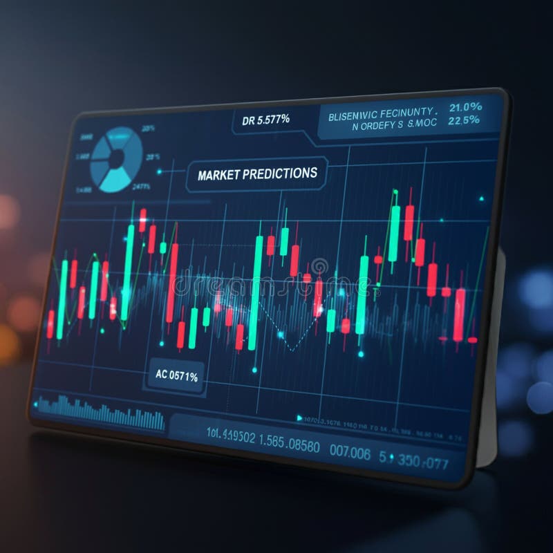 A Digital Display Showing a Stock Market Analysis Interface. the Screen ...