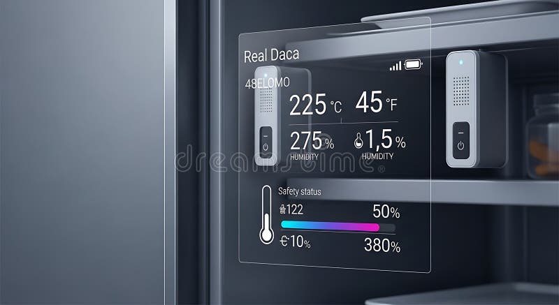 Digital Display Showing Temperature and Humidity Refrigerator Smart ...