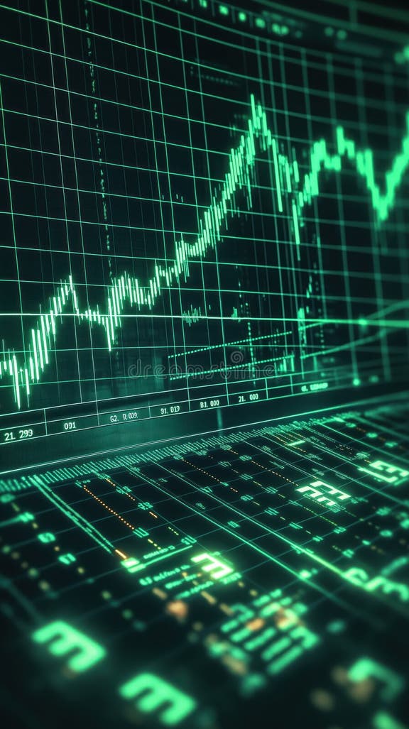 Digital Display Shows Fluctuating Stock Index Chart. Fluctuations ...