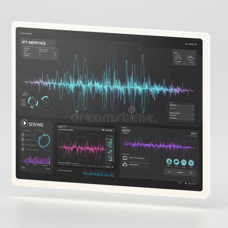 A Digital Display Shows an Interface with Various Waveforms and Graphs ...