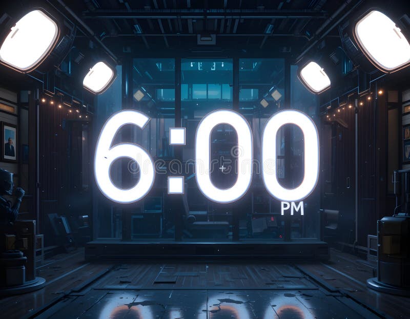 Digital Display Shows the Time As 6 Pm in an Interior Setting Stock ...