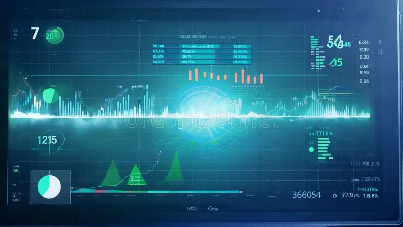 Digital Display Showing Data Visualization and Financial Information ...