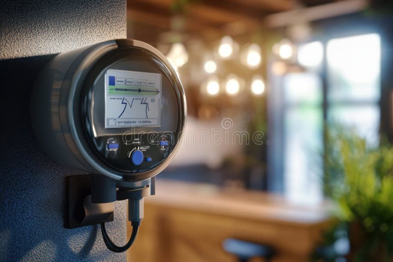 Digital Display of a Smart Meter Installed in a Modern Home Interior ...