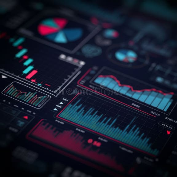 A Digital Display of Various Data Visualizations, Featuring Colorful ...
