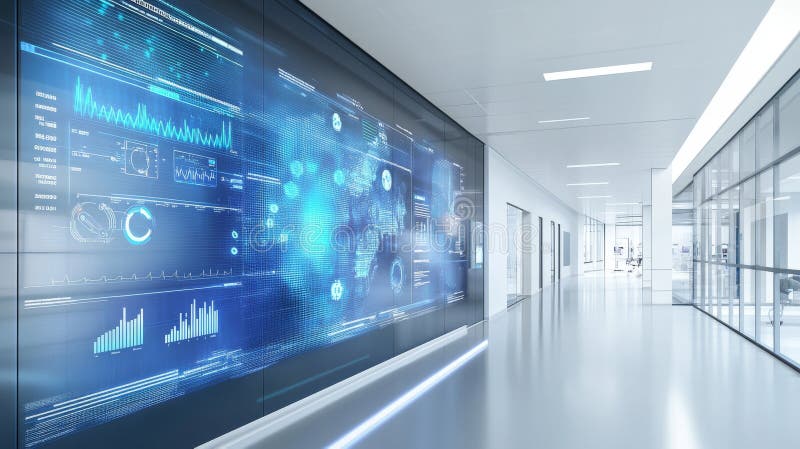 Digital Display Wall in Modern Healthcare Facility Interior Design ...