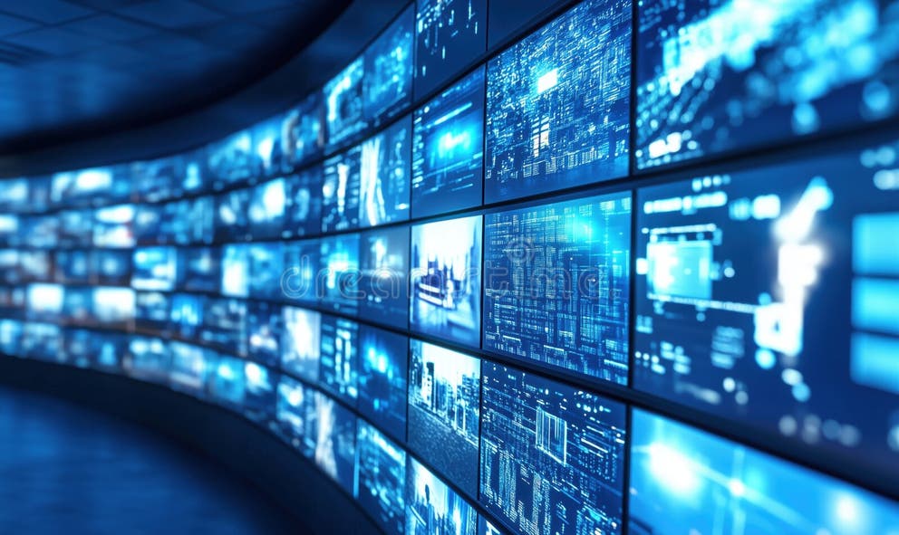 Digital Display Wall Showcasing Advanced Data Visualization and Analytics Technology Stock Photo ...