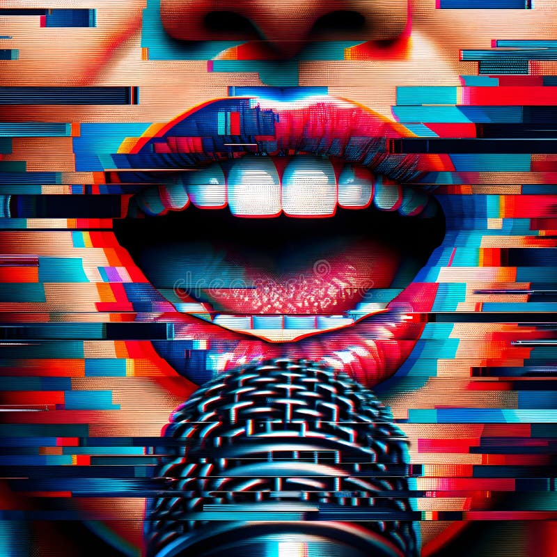 Digital Disruption: a Glitched Vocal Expression in Art Stock Photo ...