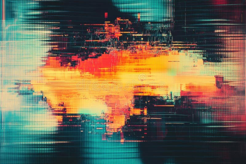 Digital Distortion Creates Abstract Art with Glitch Effect and Colorful ...
