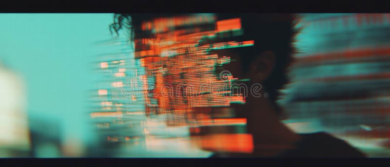 Digital Distortion Creates a Glitch Effect with Pixelation in a Surreal ...