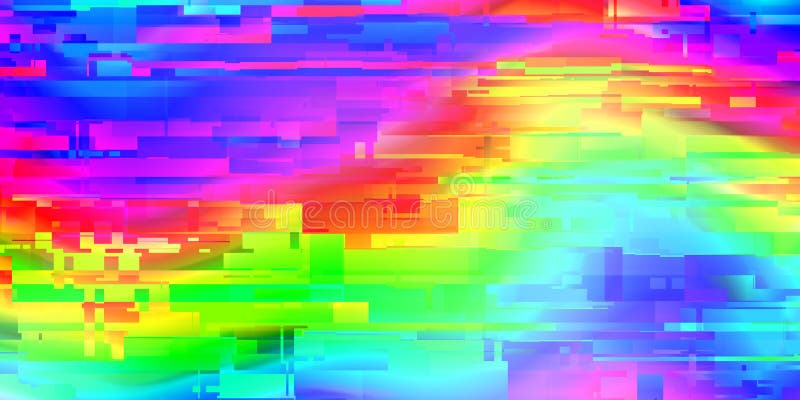 Digital Distortion Glitch Shapes Effect Rainbow Flag Banner. Abstract ...